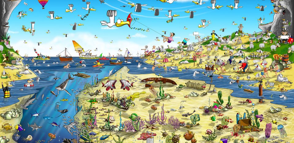 wimmelbild_am_meer – Hösti Cartoons